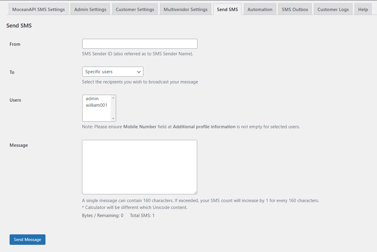 How to Send SMS in Wordpress in 3 simple steps - Mocean