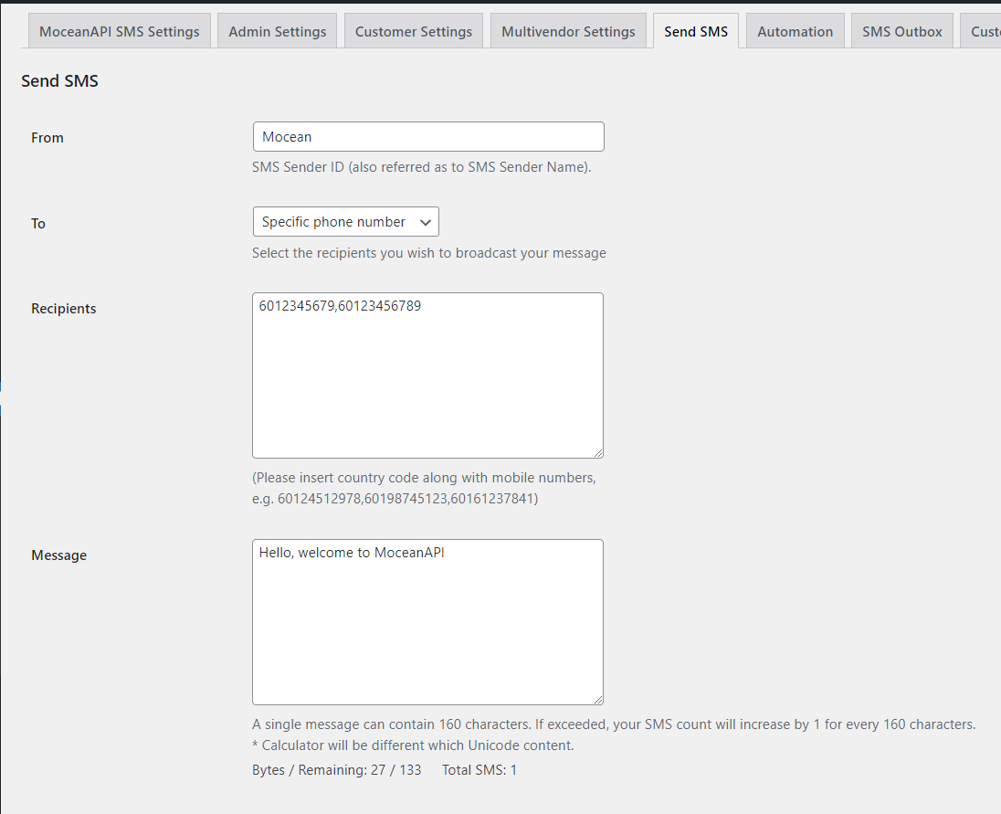 How to Send SMS in Wordpress in 3 simple steps - Mocean