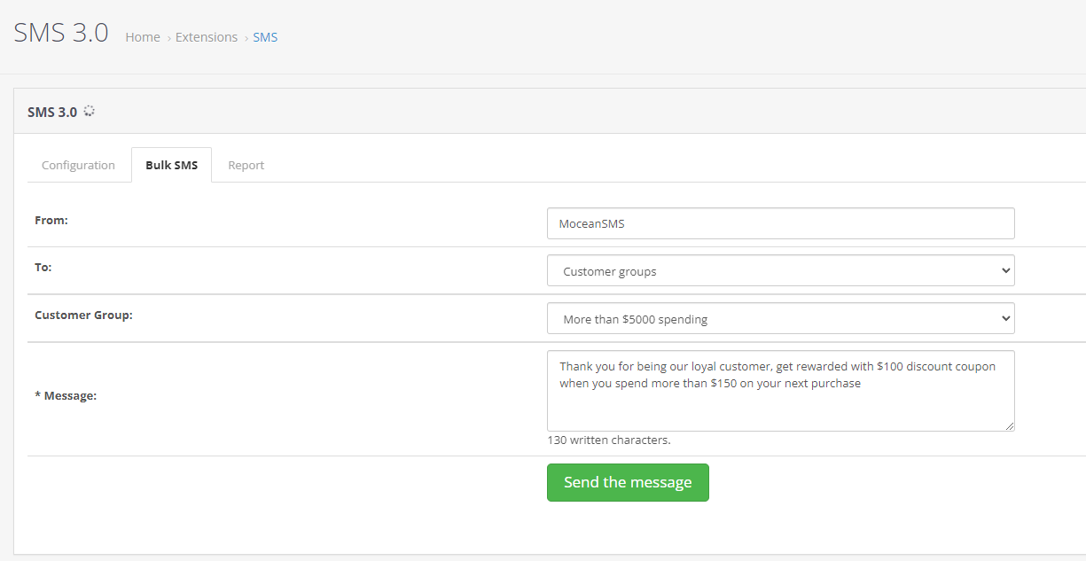 How to Send Bulk SMS in OpenCart - Mocean